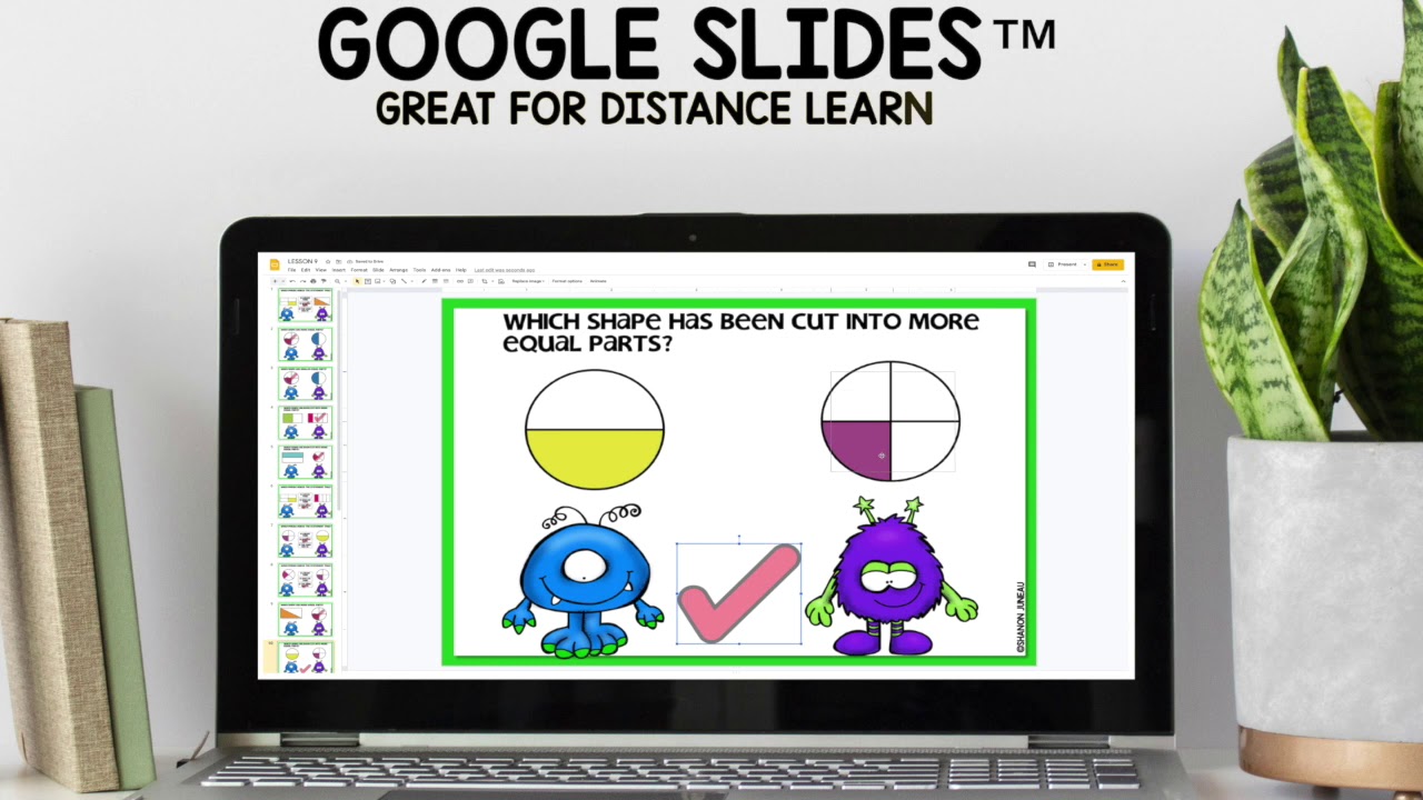 Halves and Quarters Equal Parts Google Slides M5L9 - YouTube