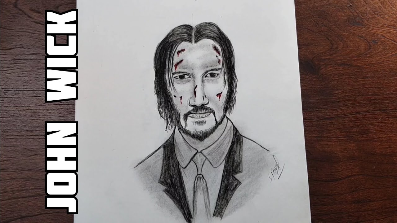 John Wick How to draw step by step drawing Chapter 4 (2023) drawing ...
