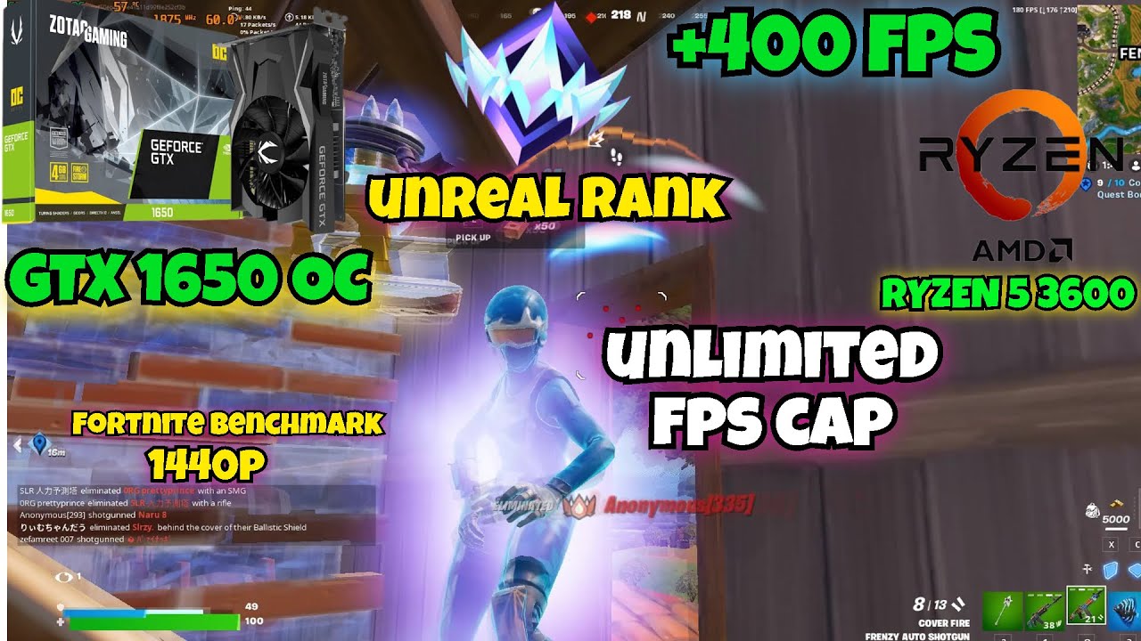 GTX 1650 OC + Ryzen 5 3600 | Fortnite unreal lobby| satisfying gameplay ...