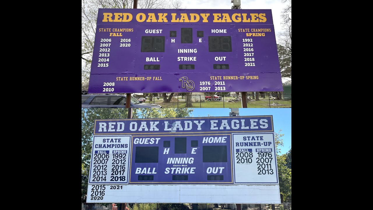 Red Oak Softball Scoreboard Wrap - Stigler Printing - YouTube
