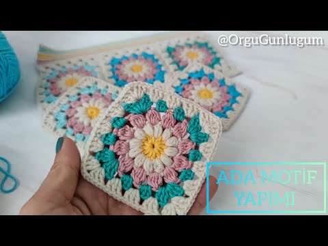 Ada Motif yapımı💛 Battaniye motifi 💛 Çanta motifi 💛 Motif Örnekleri ✅ Granny square