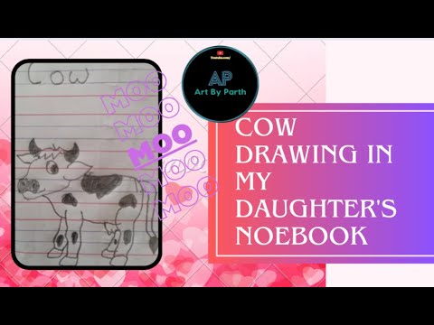 Moo-ving Art: Cow 🐮 🐄 Drawing in My Daughter's Notebook! @artbyparth88 ...