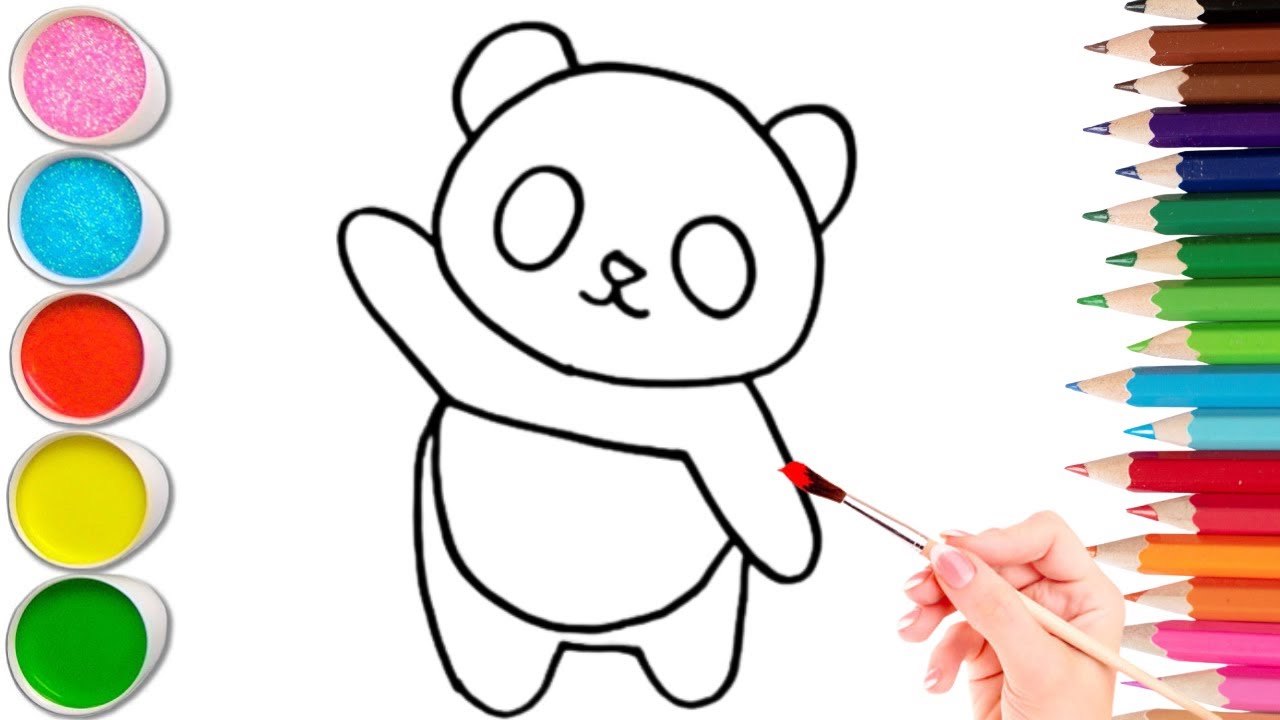 How To Draw cute Panda Drawing, Painting & Coloring For Kids and ...