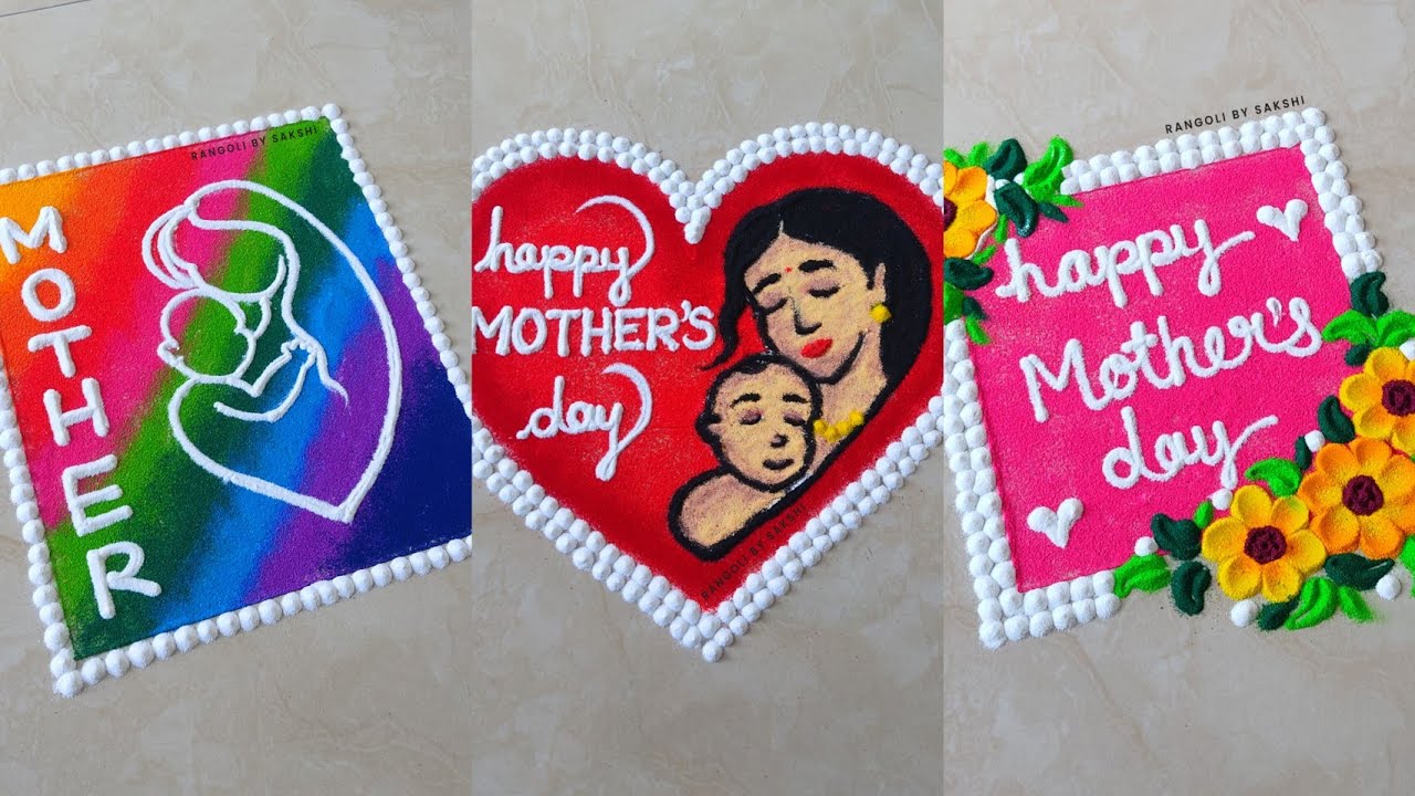 6 Easy and Beautiful Rangoli Designs For Mother's Day 💐 Happy Mother's ...