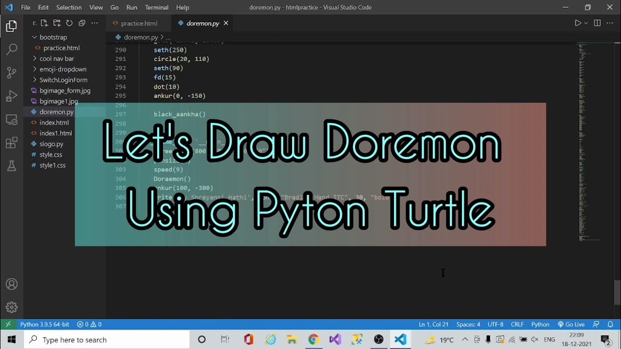 Drawing Doremon using Python language - YouTube