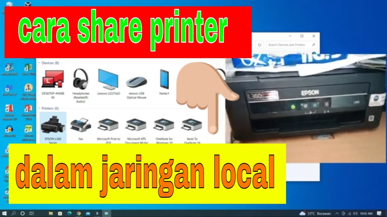 Cara sharing printer dalam jaringan lokal - YouTube