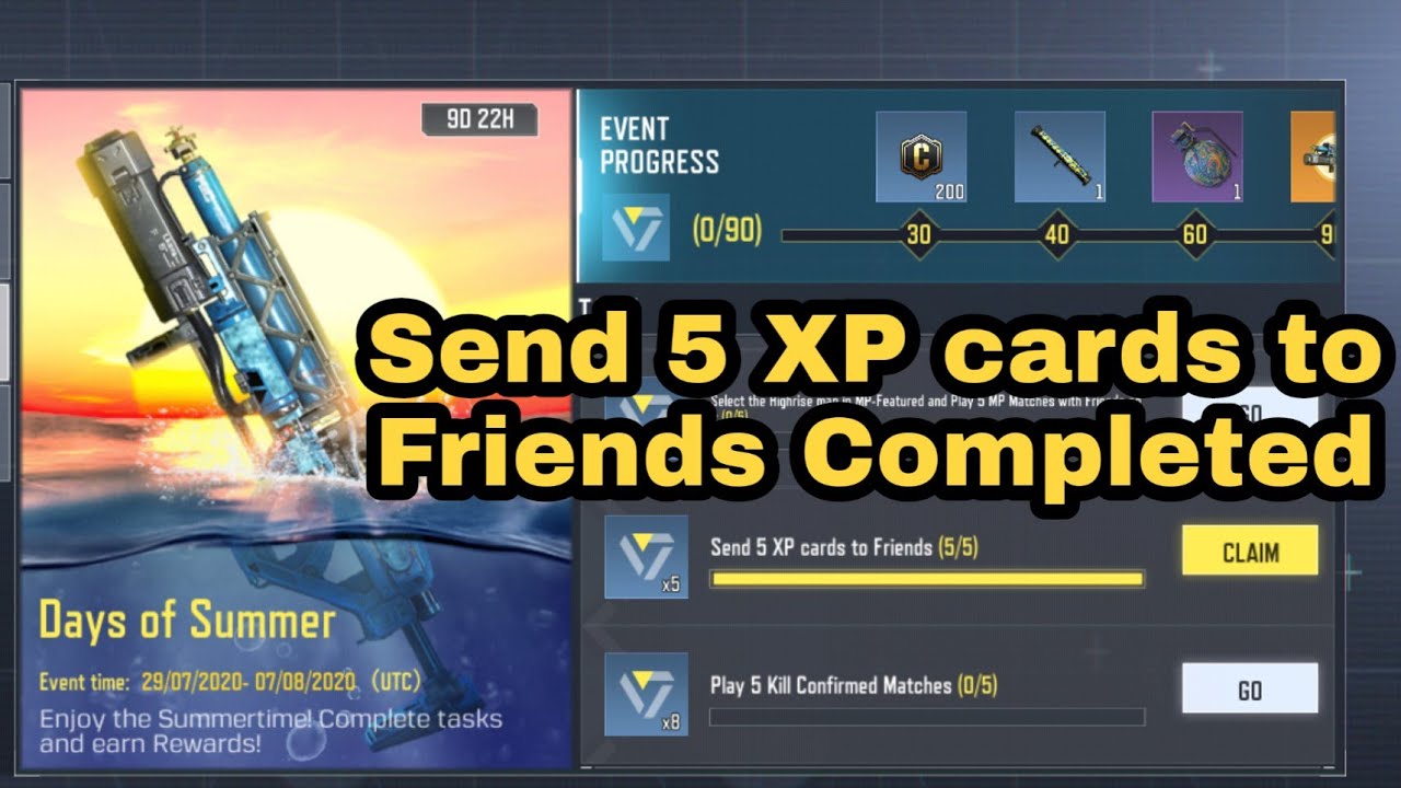 Send 5 XP cards to Friends | Days of Summer Event COD MOBILE - YouTube