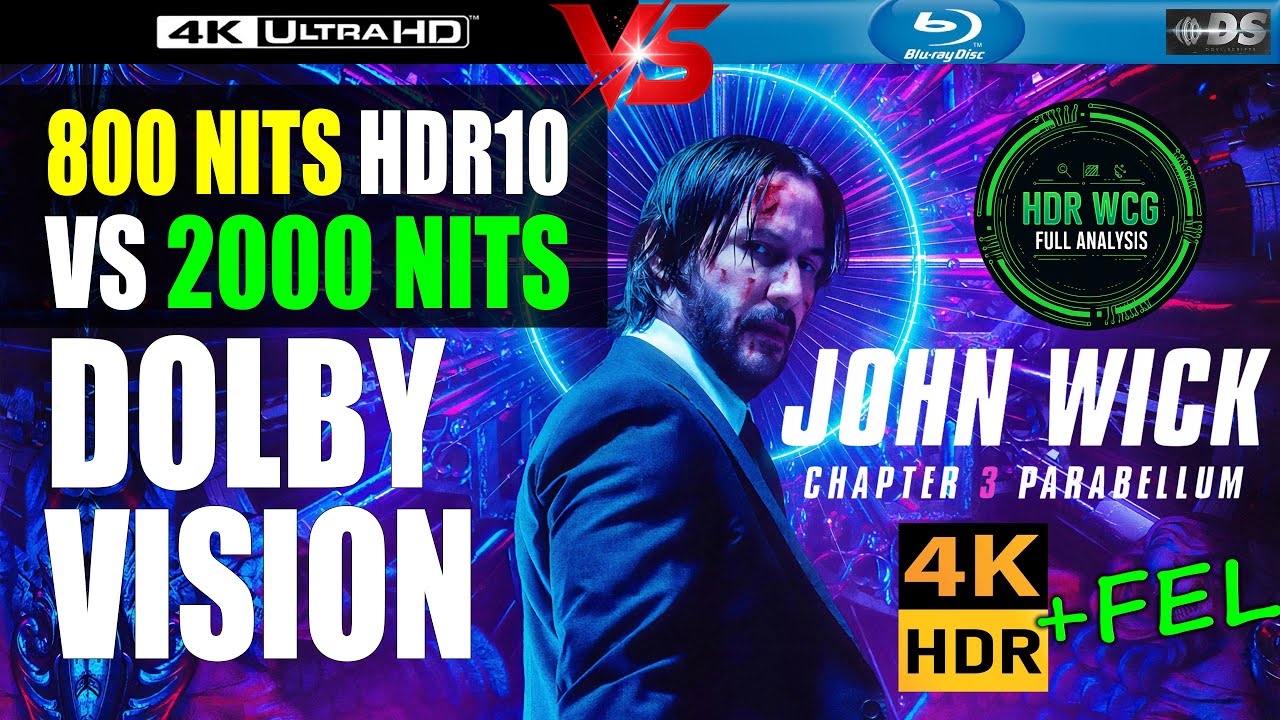 800 nit HDR vs 2000 nit Dolby Vision vs 100 nit SDR | John Wick Chapter ...