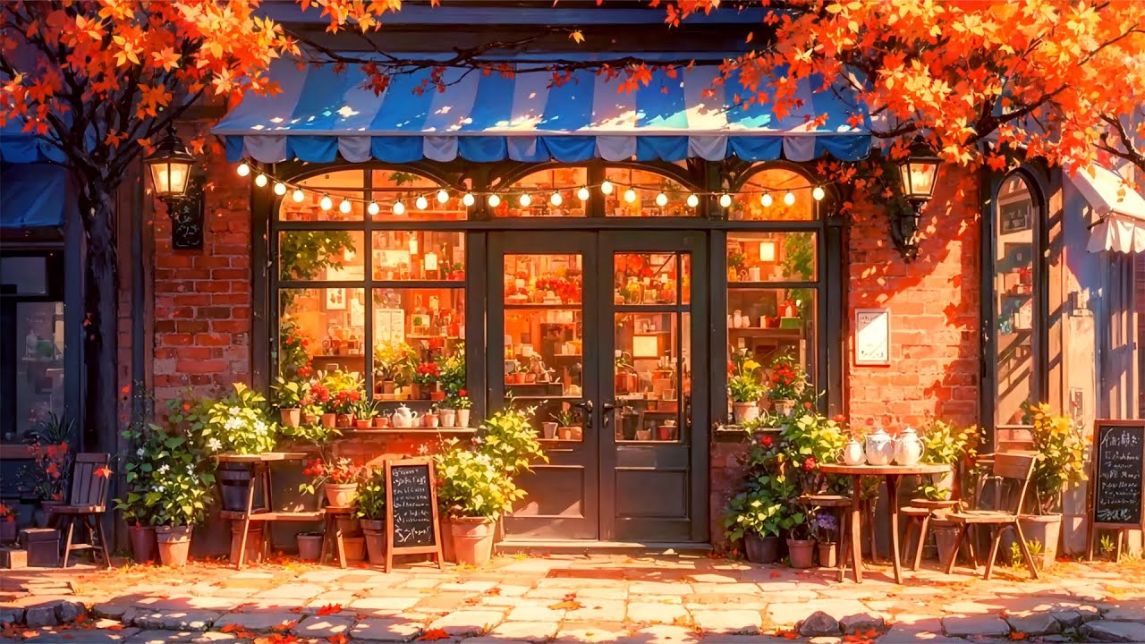 Autumnal Café Bliss ☕ Lofi Coffee shop & Autumn day 🍁 Deep focus to ...