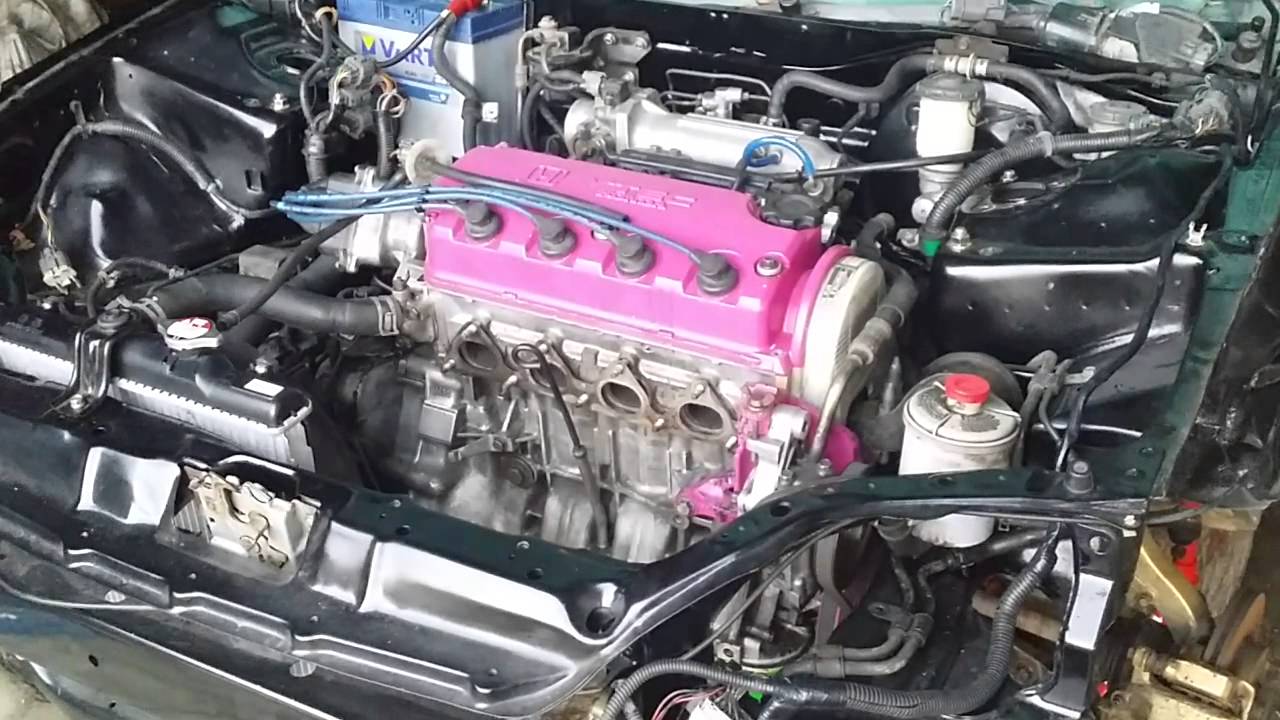 First start D16Z7 in civic coupe - YouTube