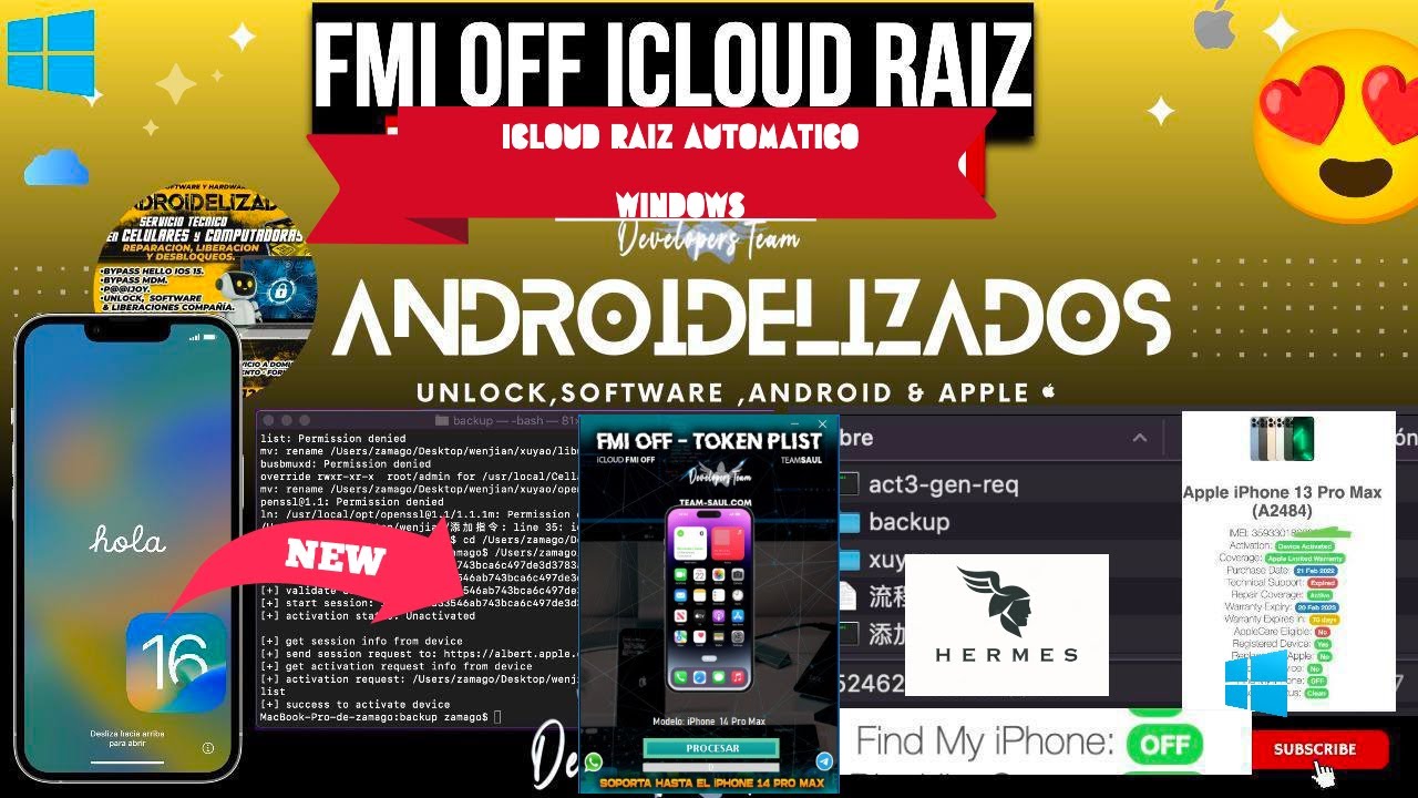 😍New FMI OFF iCloud Raiz All modell iPhone 7 a 14 Pro Max automatico ...