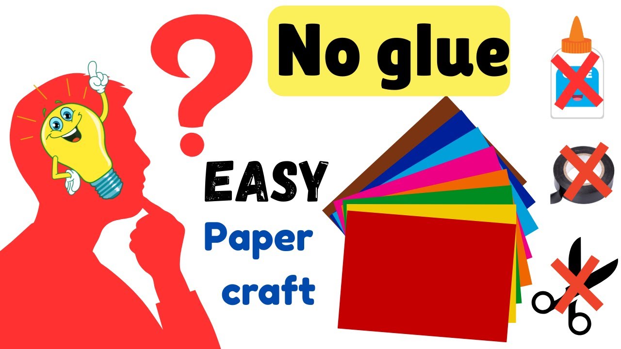 No glue paper craft | Easy paper craft without glue (5 Minutes) | Easy ...