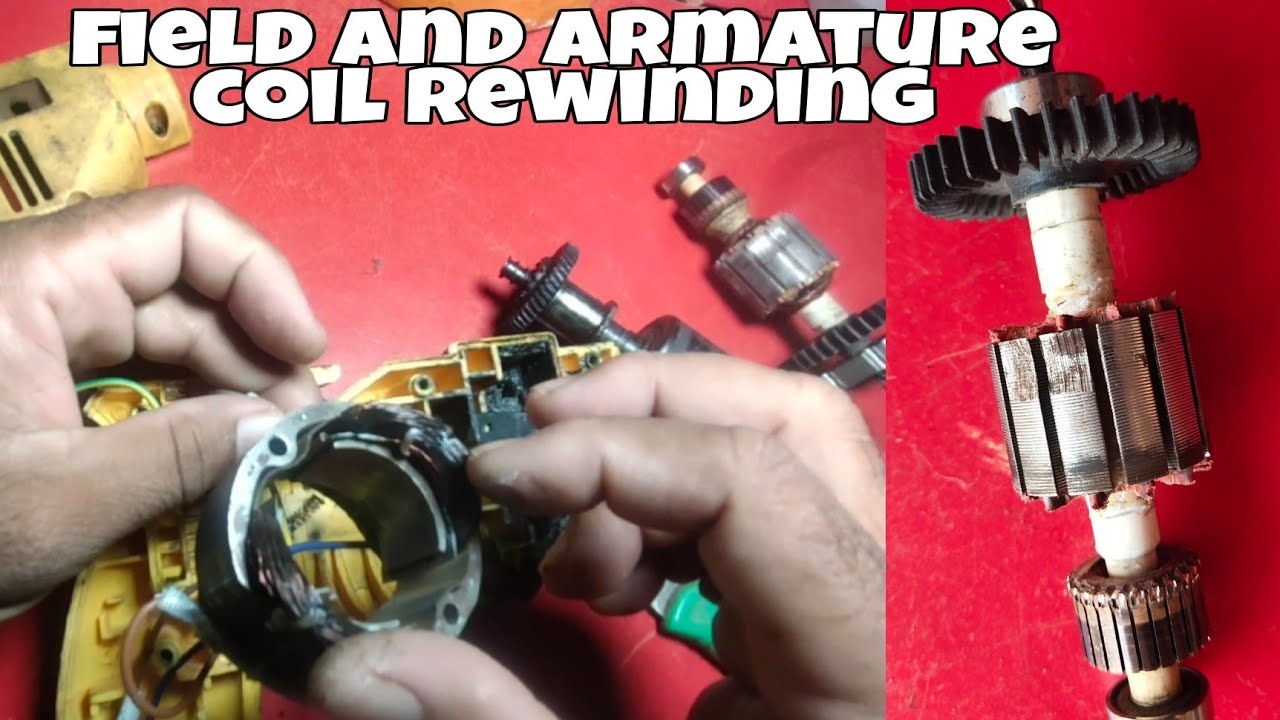 Drill machine field coil and armature coil rewinding - YouTube