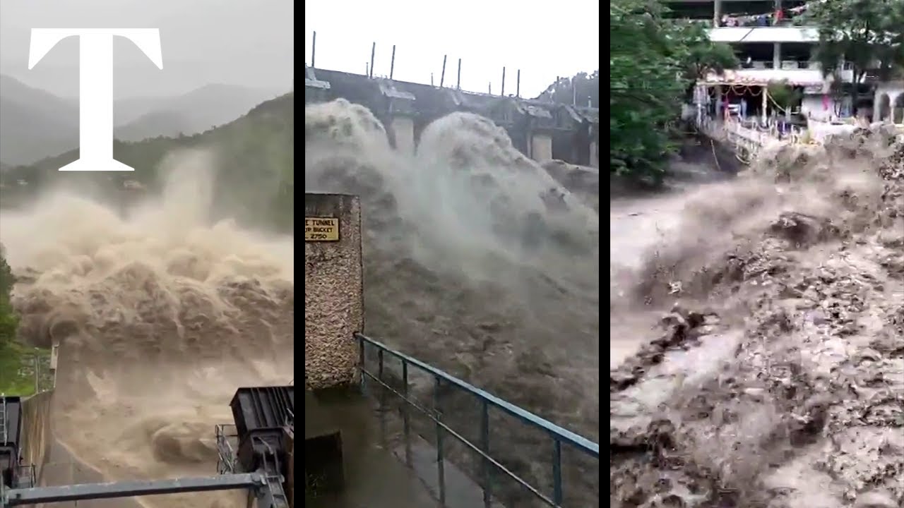 Pandoh Dam opens floodgates after extreme rainfall in India - YouTube