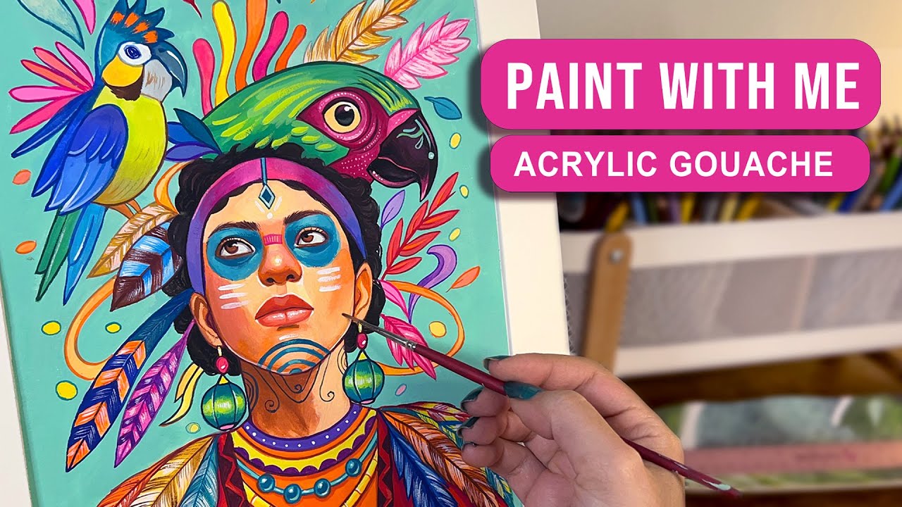 Acrylic Gouache Painting That Feels ALIVE! 🌿🦜 (Vibrant Art Process ...