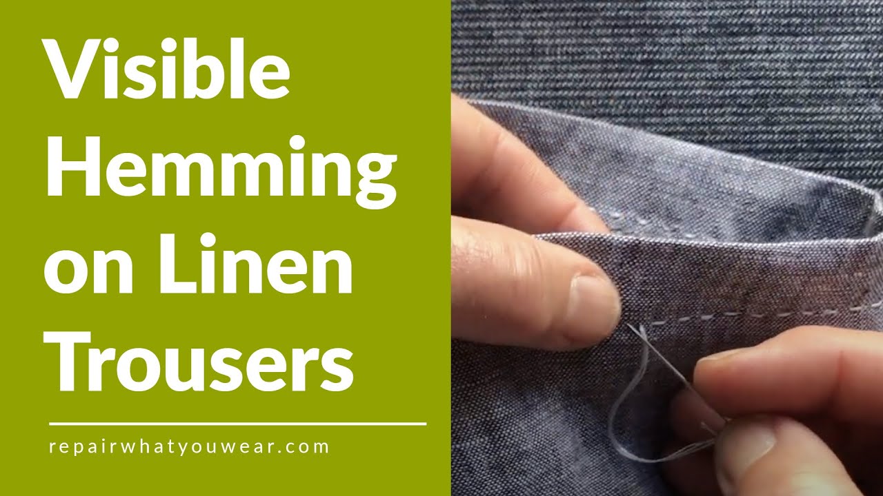 How to do a visible decorative hem on linen trousers - YouTube