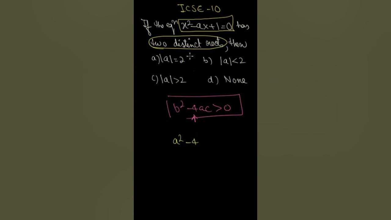 Icse 10 Quadratic Equations In One Variable How To Solve Distinct