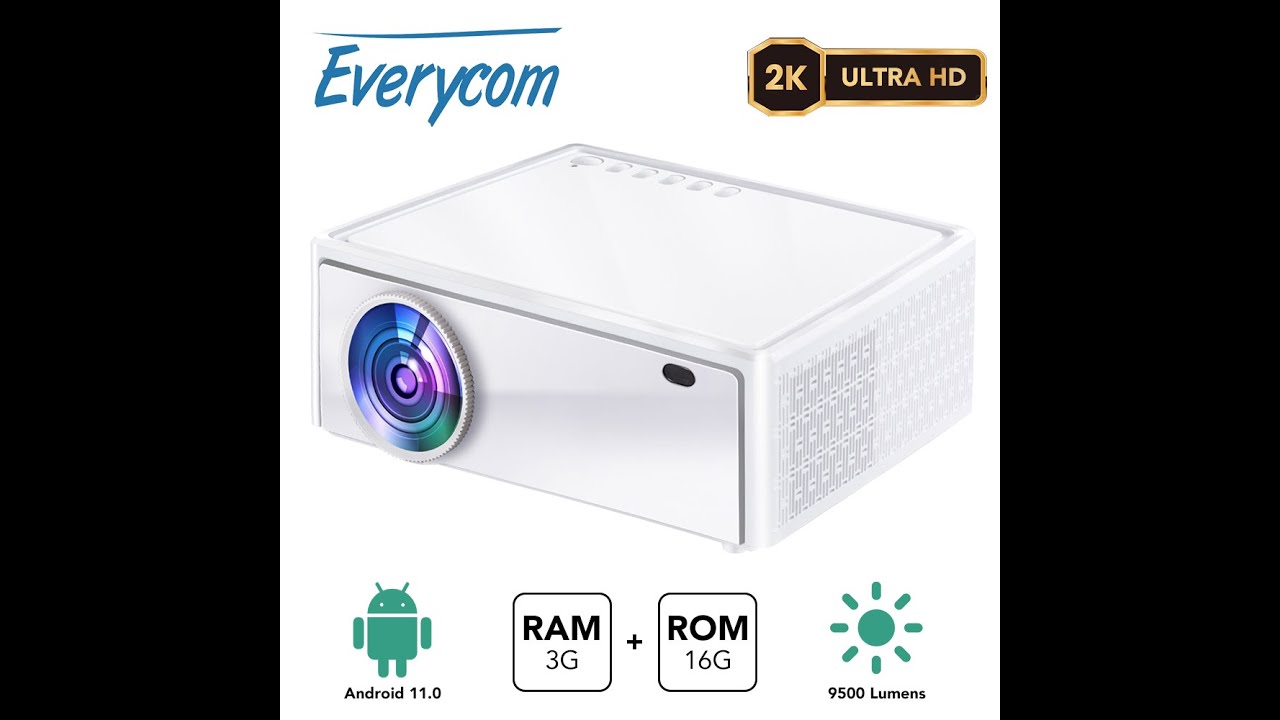 Everycom E700 2560x1440p 2K Projector 4K Android 11 projector with 3+16G 2.4/5G - YouTube