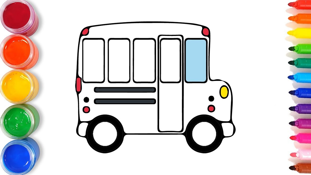 How to Draw School Bus For Kids | School Bus Drawing and Coloring ...