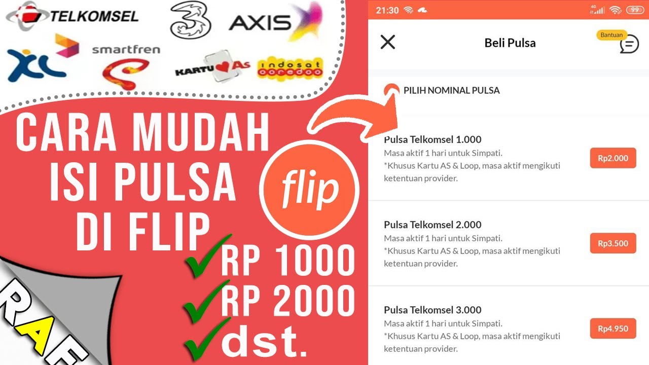 Cara Isi Pulsa Lewat Flip | Bisa Isi Pulsa 1000, 2000, 3000 Rupiah Juga ...