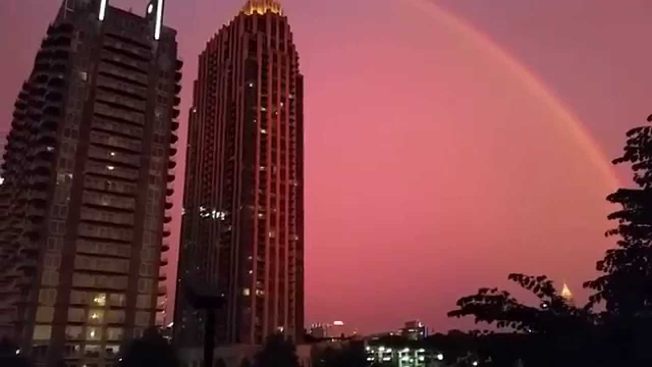 Double Rainbow with Lightning over Atlanta - YouTube
