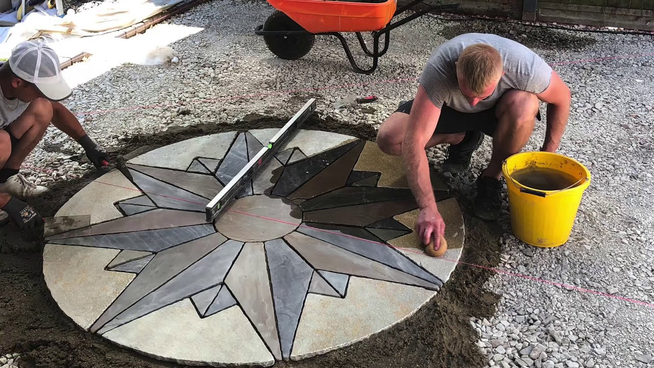 Garden compass paving slabs and decking - YouTube