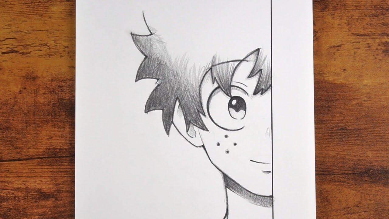 Easy Anime Sketch: How to Draw Deku (Izuku Midoriya) - YouTube