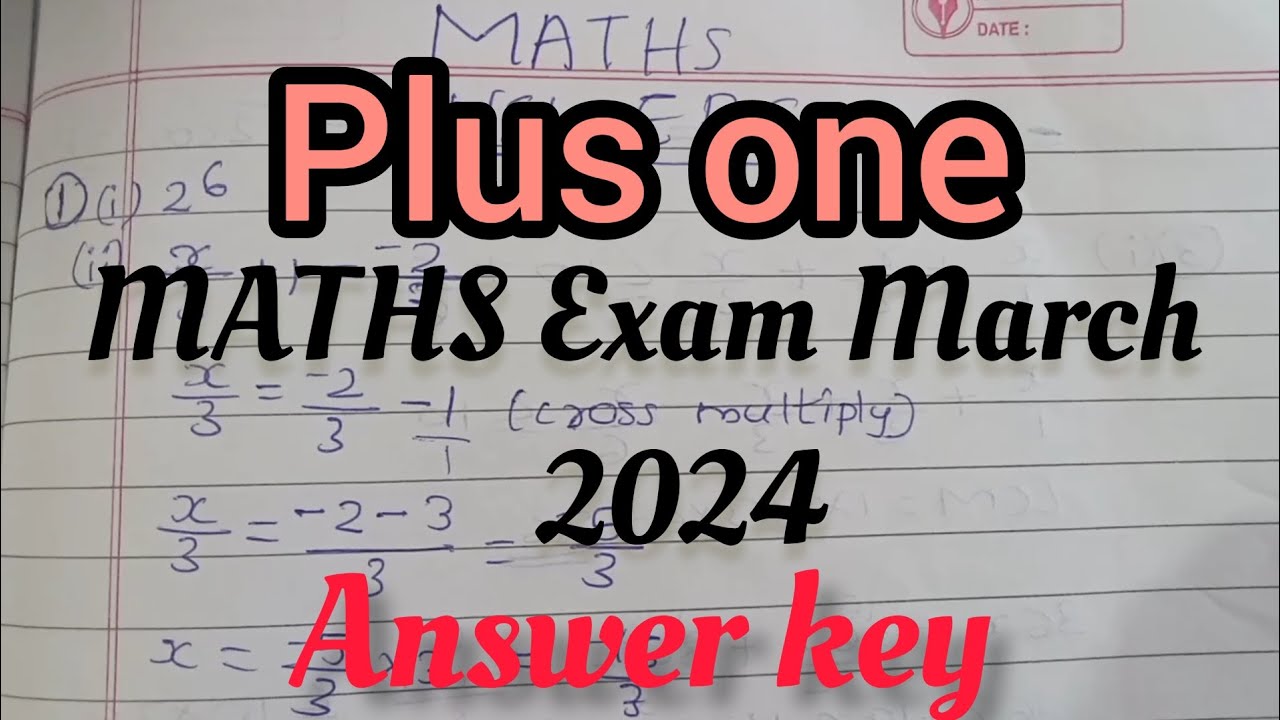 Plus one maths exam answer key 2024📚|| maths march exam answer key 2024 ...