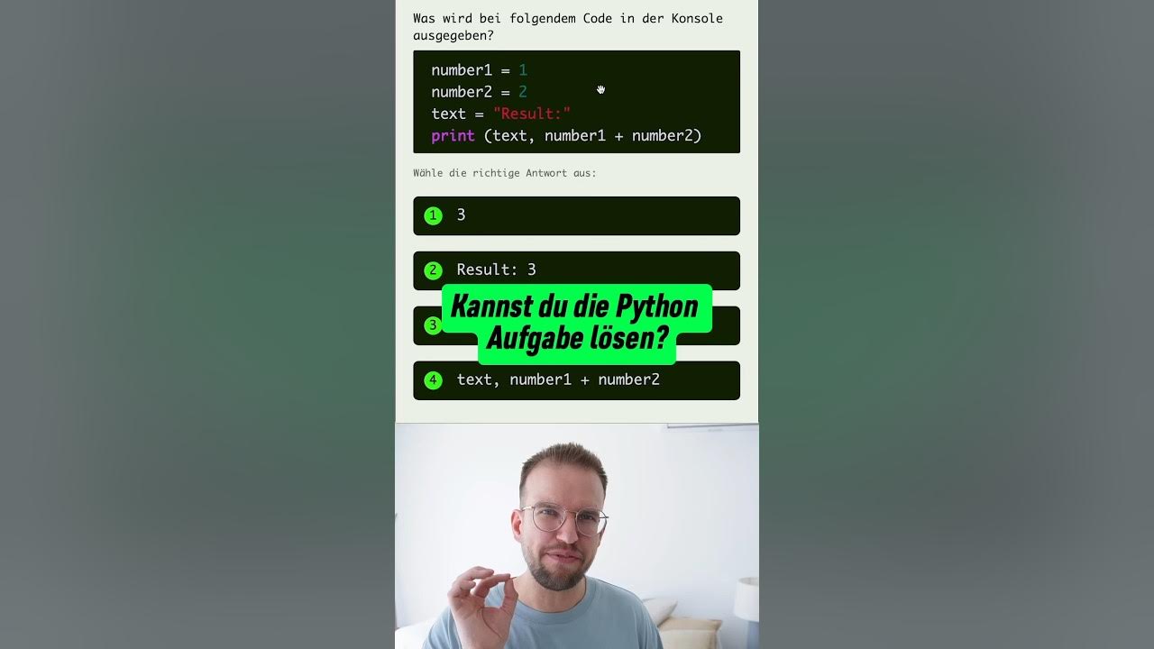 Kannst du die Python Aufgabe lösen? #python #pythontutorial #programmierenlernen #coding - YouTube