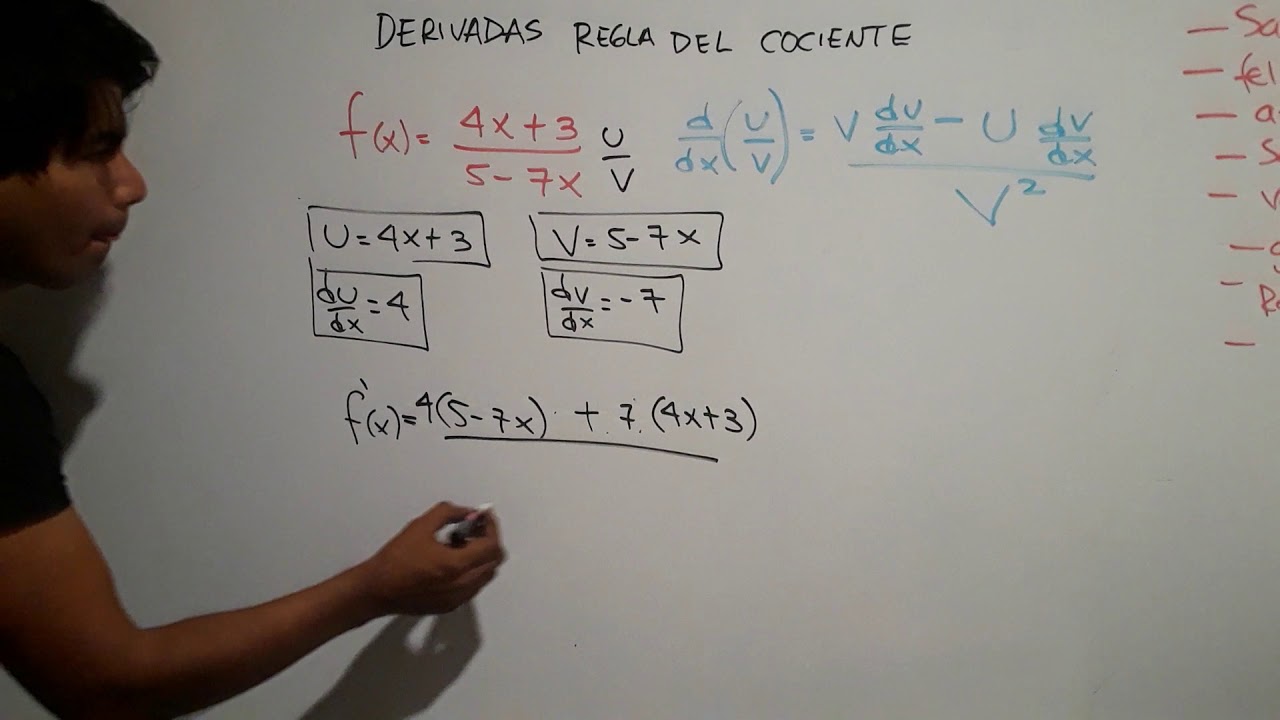 Derivadas (Regla del cociente). Ejercicio 1. - YouTube