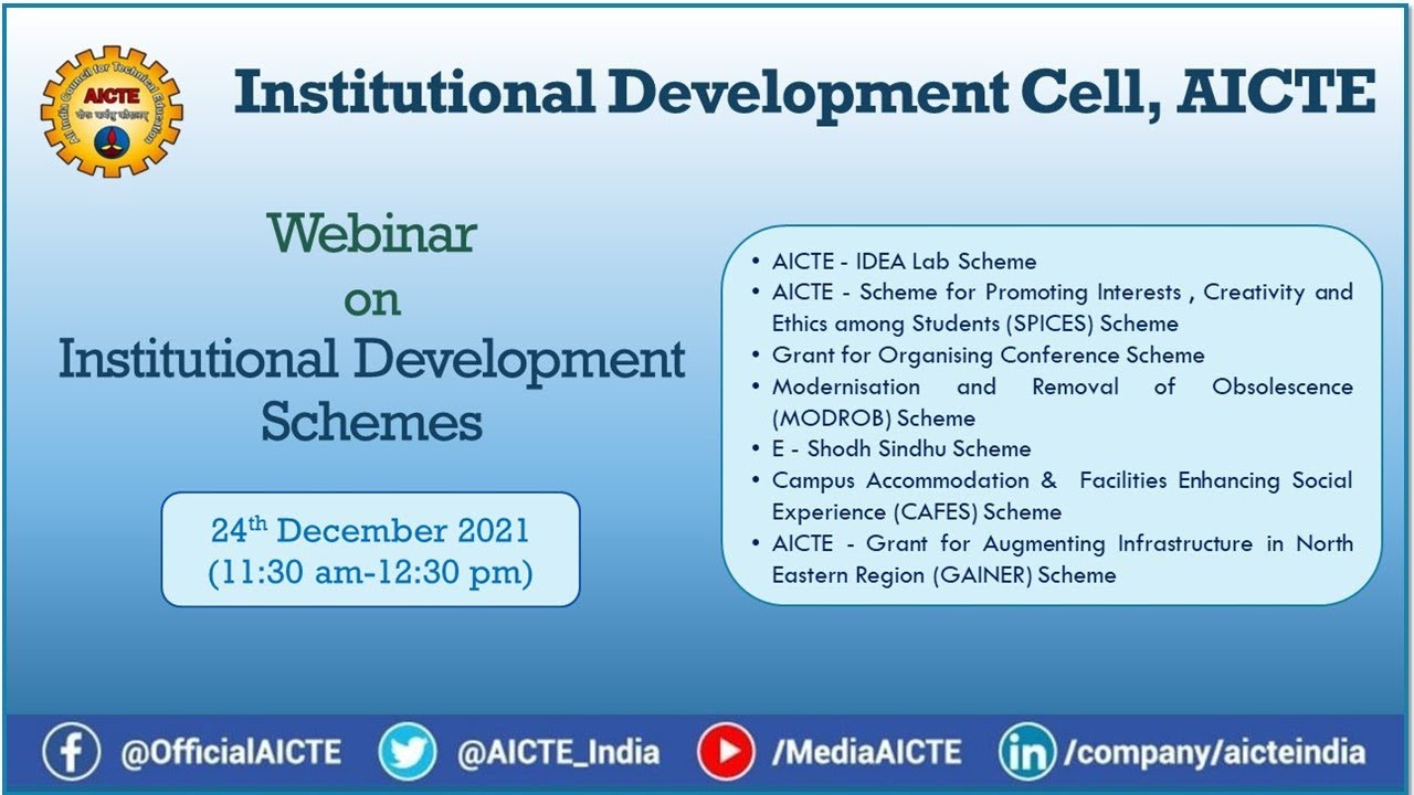 Webinar on Institutional Development Schemes - YouTube