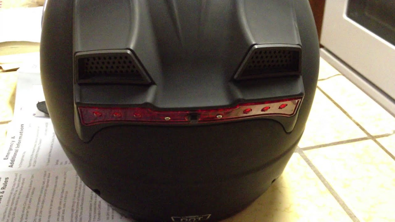 New helmet with rear flashing warning lights - YouTube