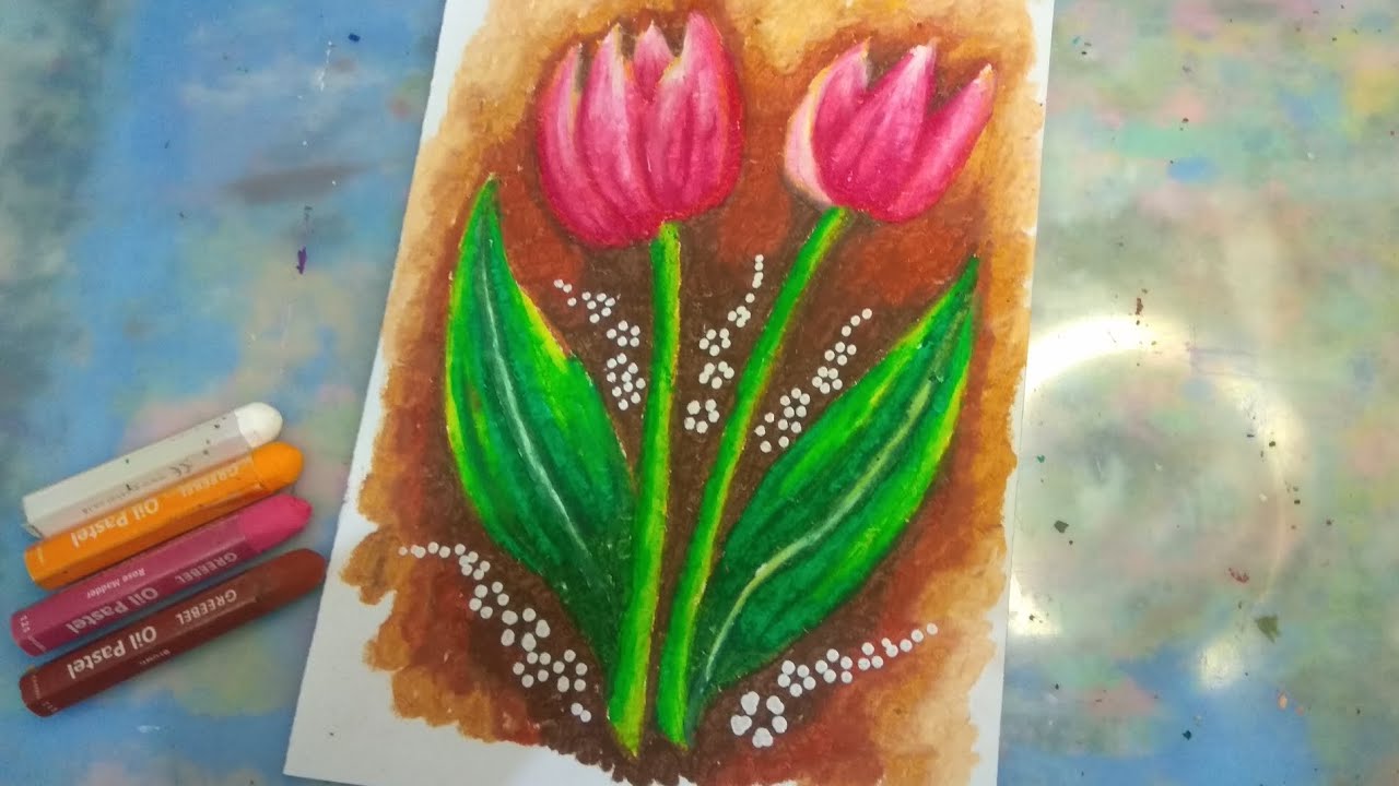 💓Cara Menggambar Bunga Tulip - mewarna dengan krayon - YouTube