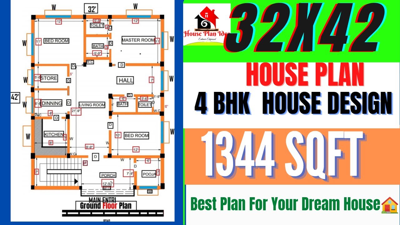 32x42 house plan II 32*42 ghar ka naksha II 4bhk house plan II 4bhk ...