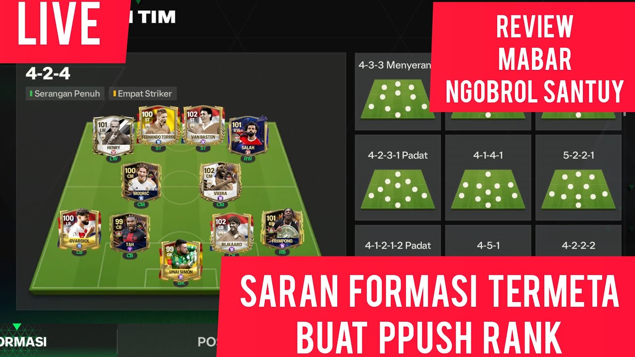 EA S FC MOBILE || SARAN FORMASI TERMETA BUAT PUSH RANK....🙏🔥🔥🔥 - YouTube