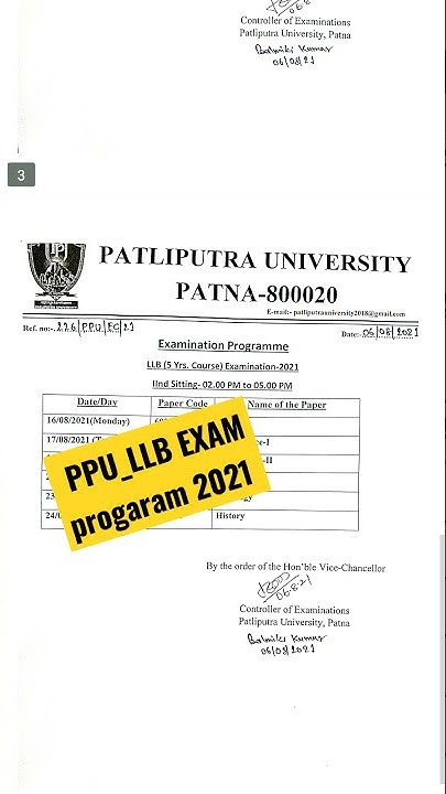 Ppu Llb Exam Program Patliputra University Patna Ppu Llb 3 Year Llb5