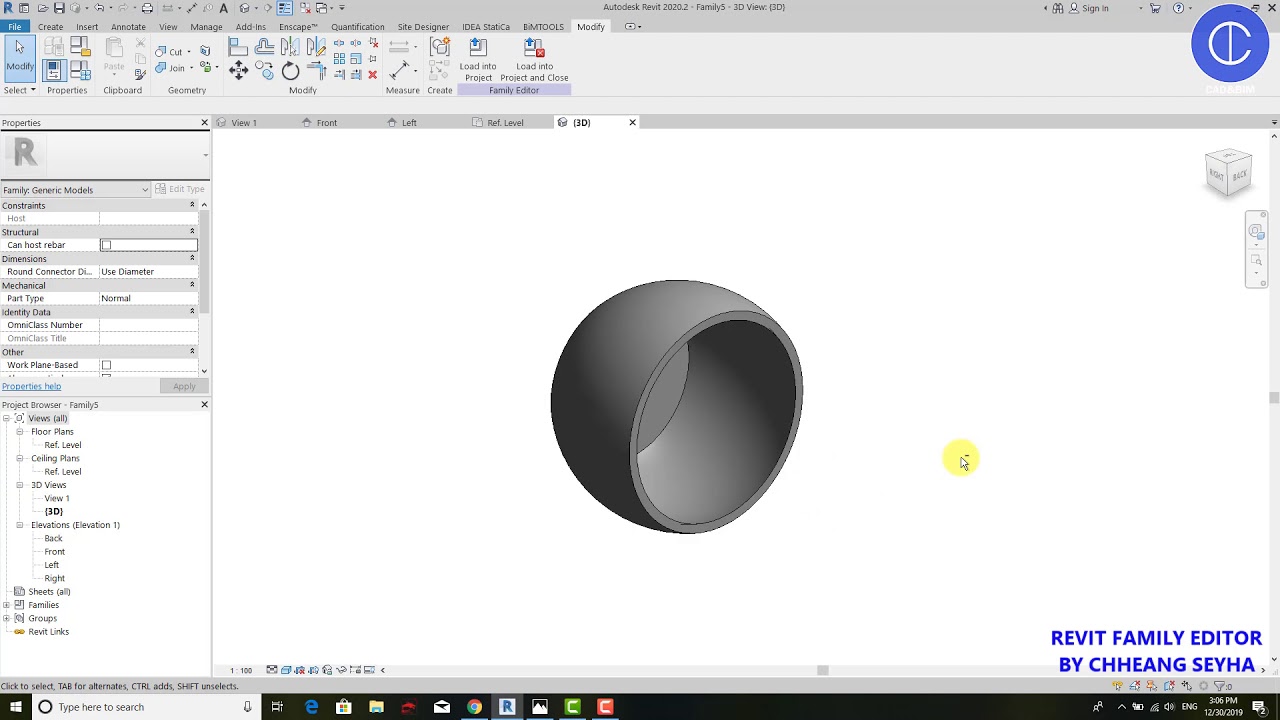 Revit Family Editor: ការបង្កើត Revolve Form - YouTube