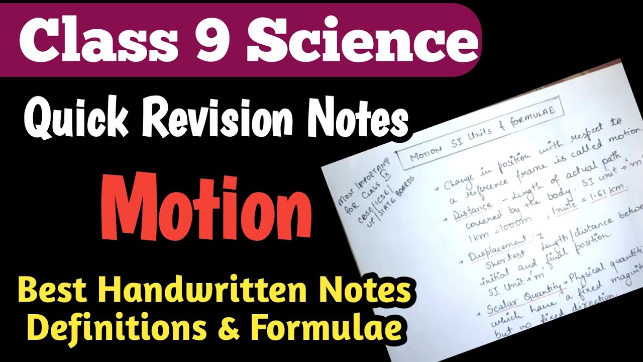 Class 9 Motion Formulae, Definition and SI Units // Quick Revision ...