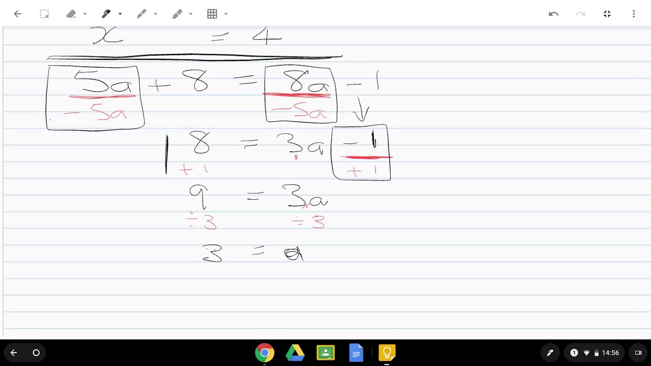 Yr 9 Solving Linear Equations with Pronumerals on both sides - YouTube