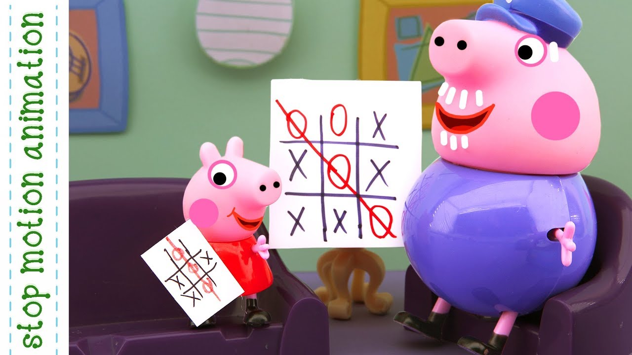 Playing Tic Tac Toe. Peppa Pig toys. Stop motion animation. New ...