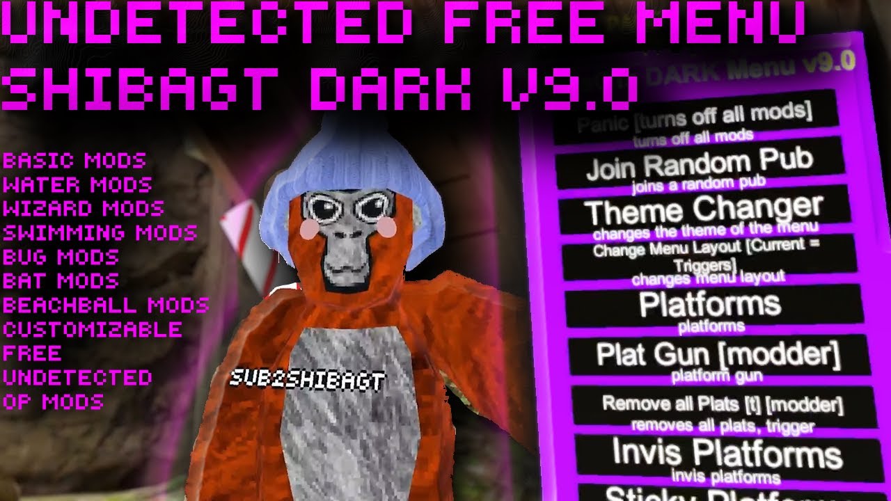 THIS FREE MOD MENU IS UNDETECTED AND OP! | SHIBAGT DARK V9.0 | GORILLA ...