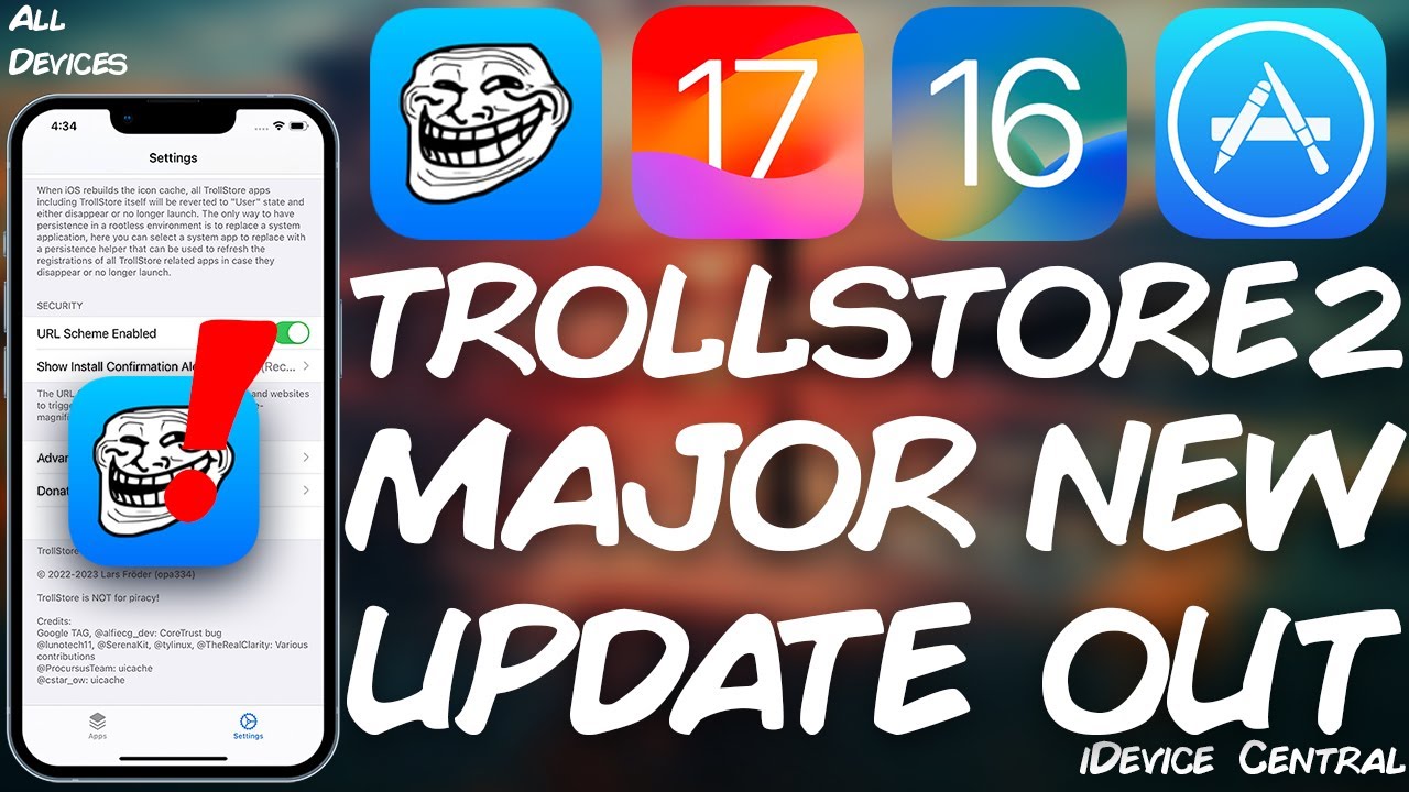 MAJOR TrollStore 2 Updates RELEASED! iOS 15.5 - 16.6.1 / 17.0 ALL ...