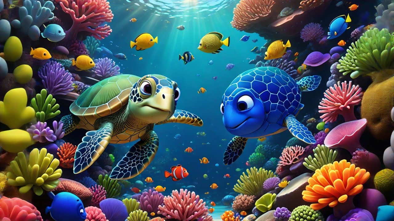 Two Little Turtles Play Peek-a-Boo | Fun Animal Nursery Rhyme | Songs ...