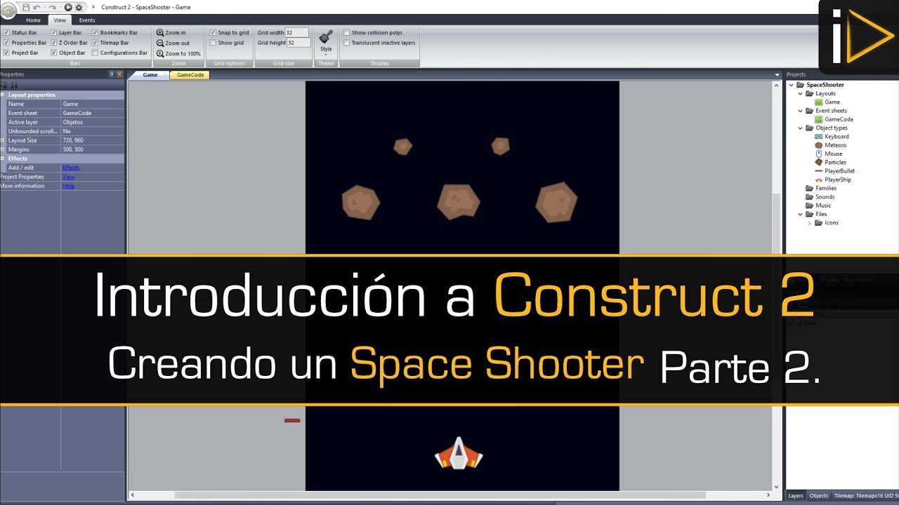 Introducción a Construct2 / Crea un space shooter parte 2 - YouTube