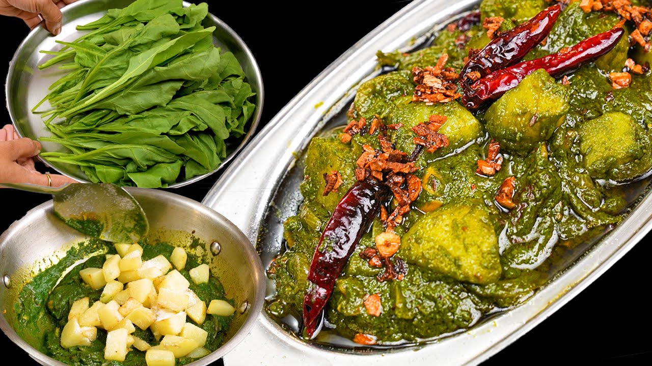 ढ़ाबा वाली लहसुनी आलू पालक | Lasooni Aloo Palak | Aloo Palak | Lasooni ...
