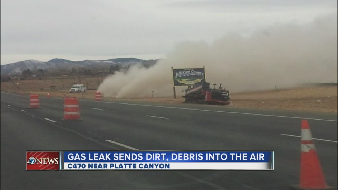 20-inch natural gas line broken next to C470; evacuations ordered - YouTube