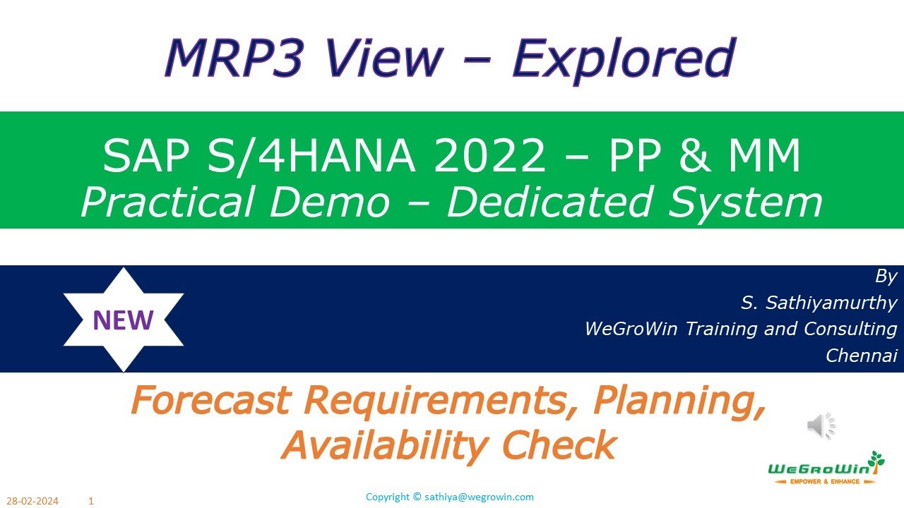 03-18 MRP3 View in Material Master – SAP S/4HANA PP MM Course with Demo ...