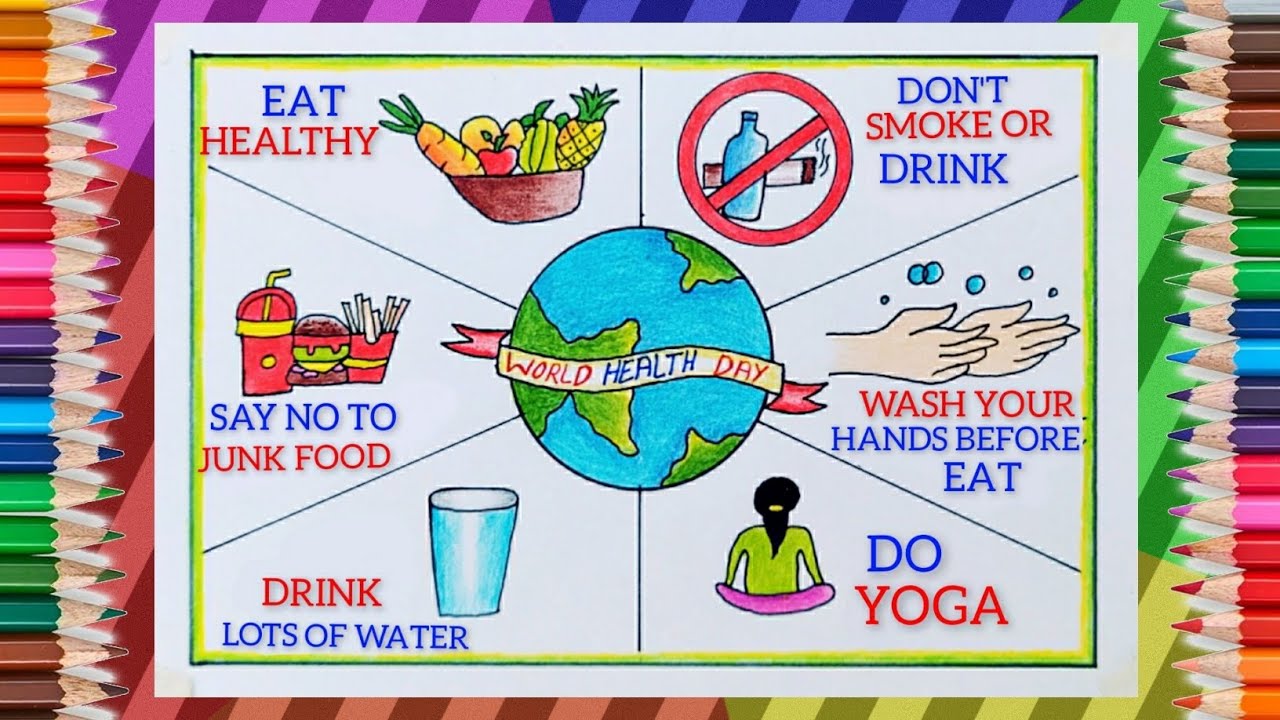 World Health Day Poster Drawing easy, April-7 | How to draw World ...