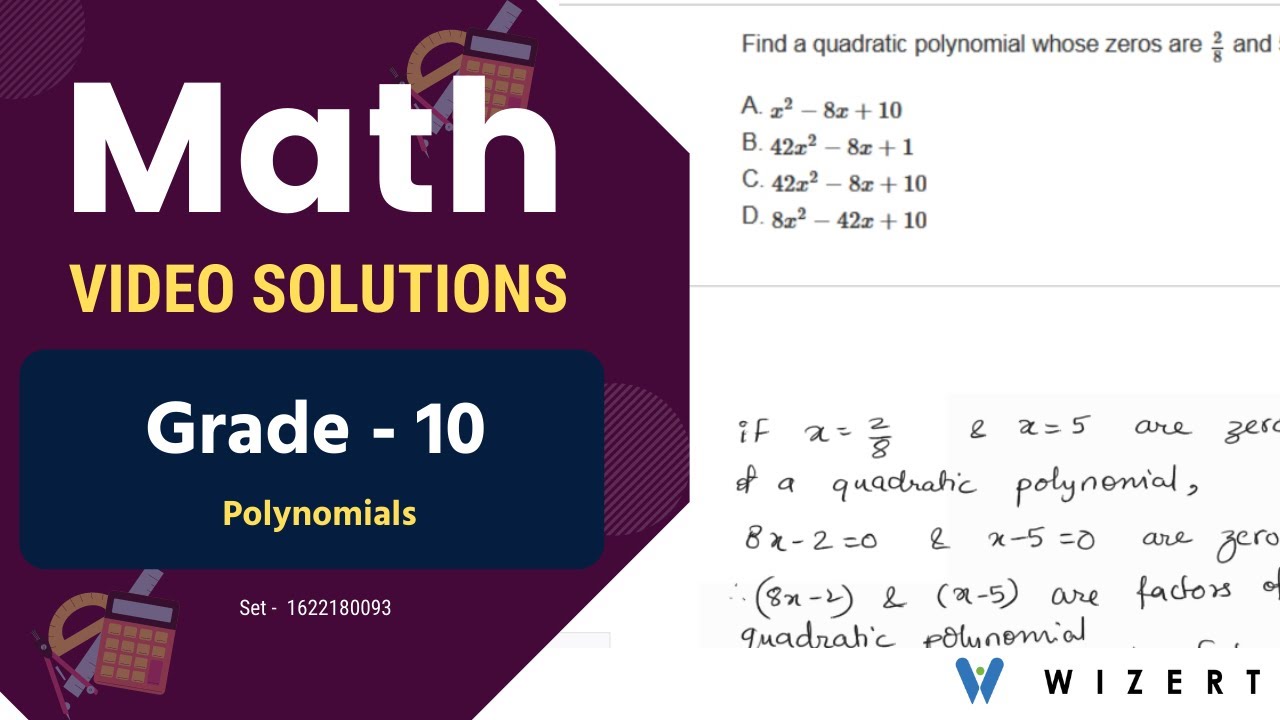 Math Polynomials questions for Grade 10 with answers - Set 1622180093 ...