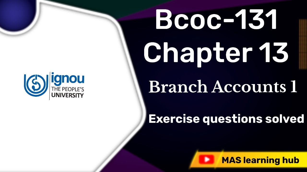 Bcoc-131|Financial Accounting |chapter13|exercise questions solved ...